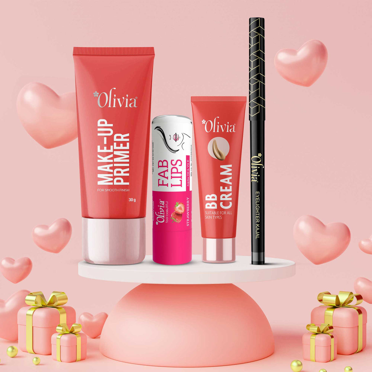 Olivia Basic Makeup Look – Primer, BB Cream, Kajal & Lip Balm